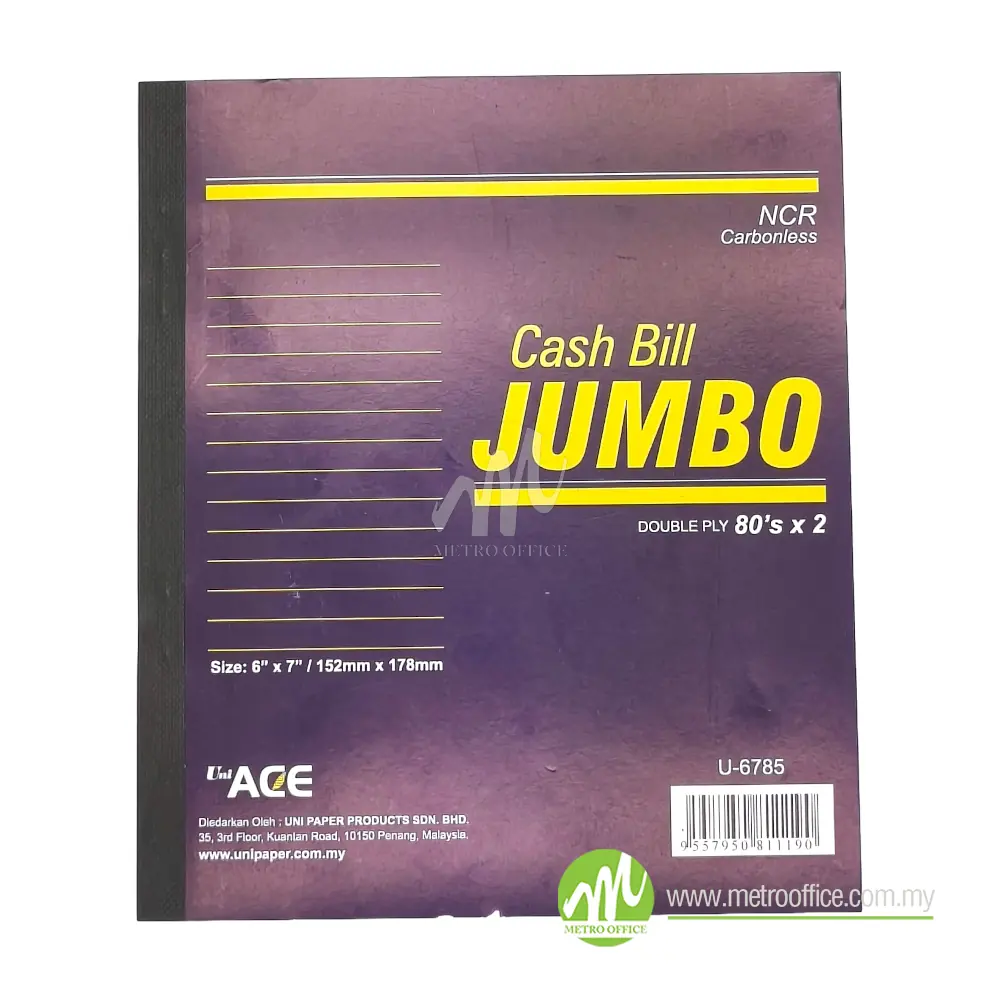 Uni Paper U-6785 Uni Ace Cash Bill Jumbo Ncr 6 X 7 - Metro Office Products